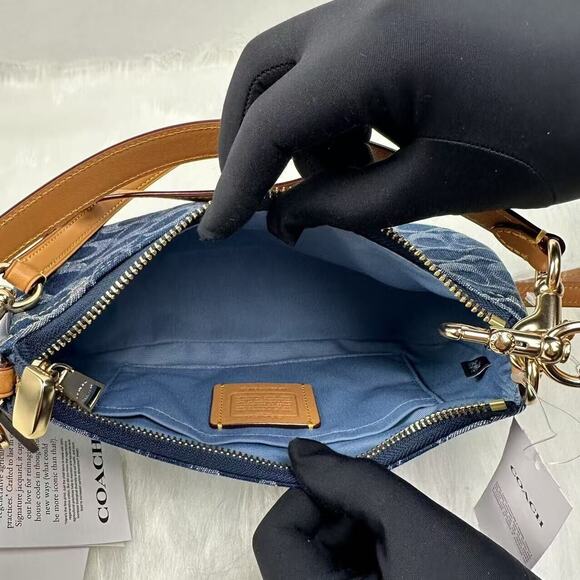 Coach | Bags | Coach Teri Shoulder Bag Signature Denim Vachetta Leather ...